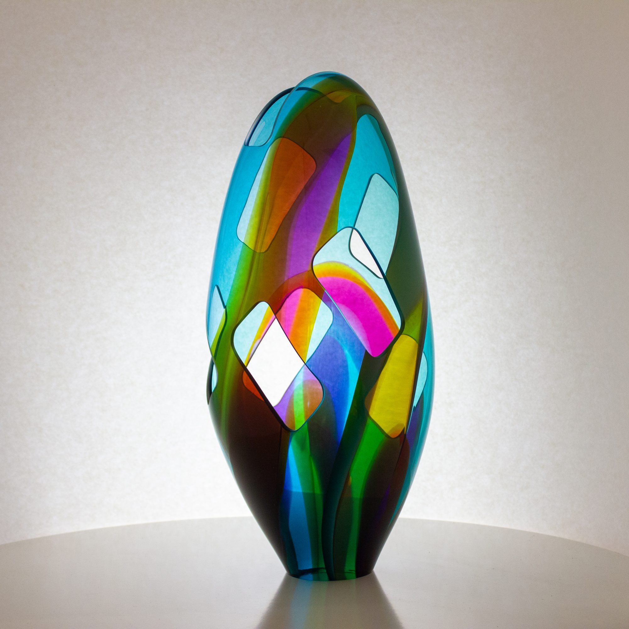 Square Cut Egg - Sculptural Artglass Egg - Studio Jeffrey P'an