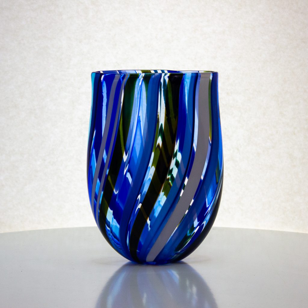 Blue Flat Bucket Vase - Studio Jeffrey P'an